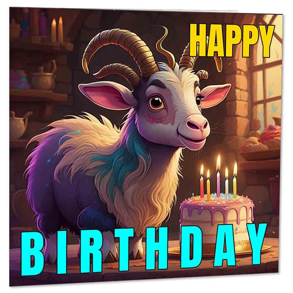 Goat Birthday Card + Envelope 145 x 145mm : Amazon.co.uk: Stationery ...