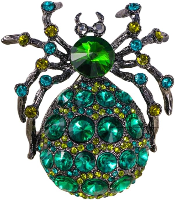 Amazon.com: Green Rhinestone Spider Brooch for Women Men Unisex Fashion ...