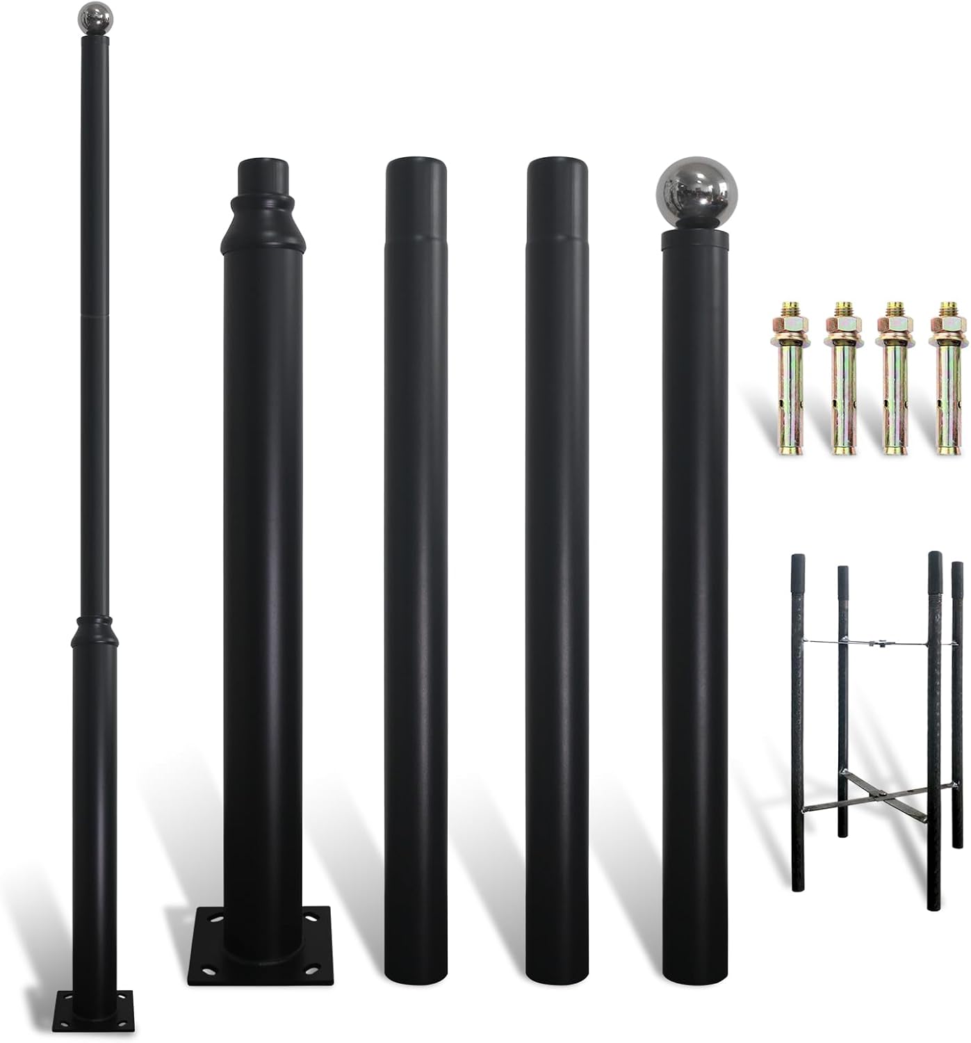 Street Light Pole 13ft Tall, Black Outdoor Galvanized Heavy-duty Metal ...