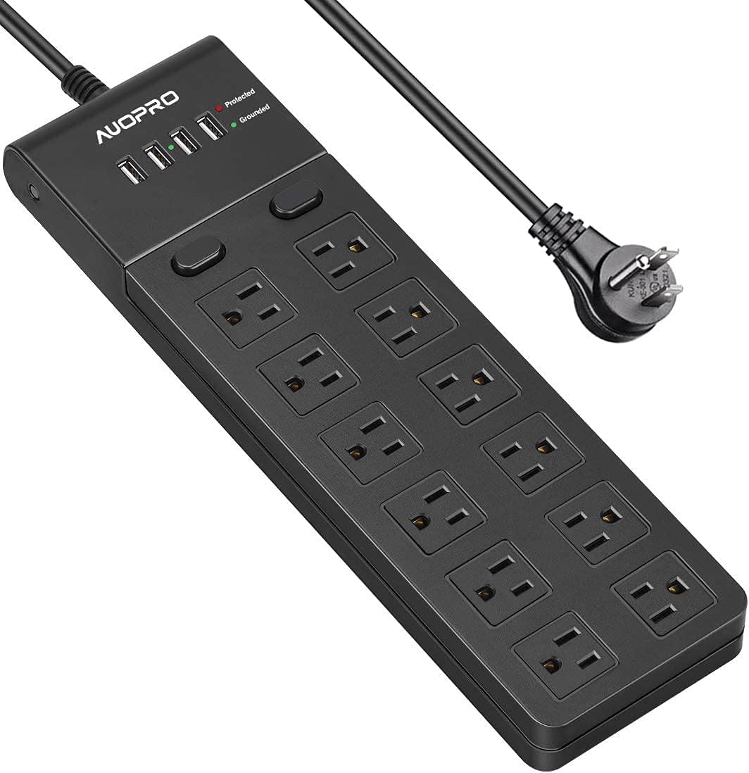 Amazon.com: USB Power Strip Flat Plug, AUOPRO 12 Outlet Surge Protector ...