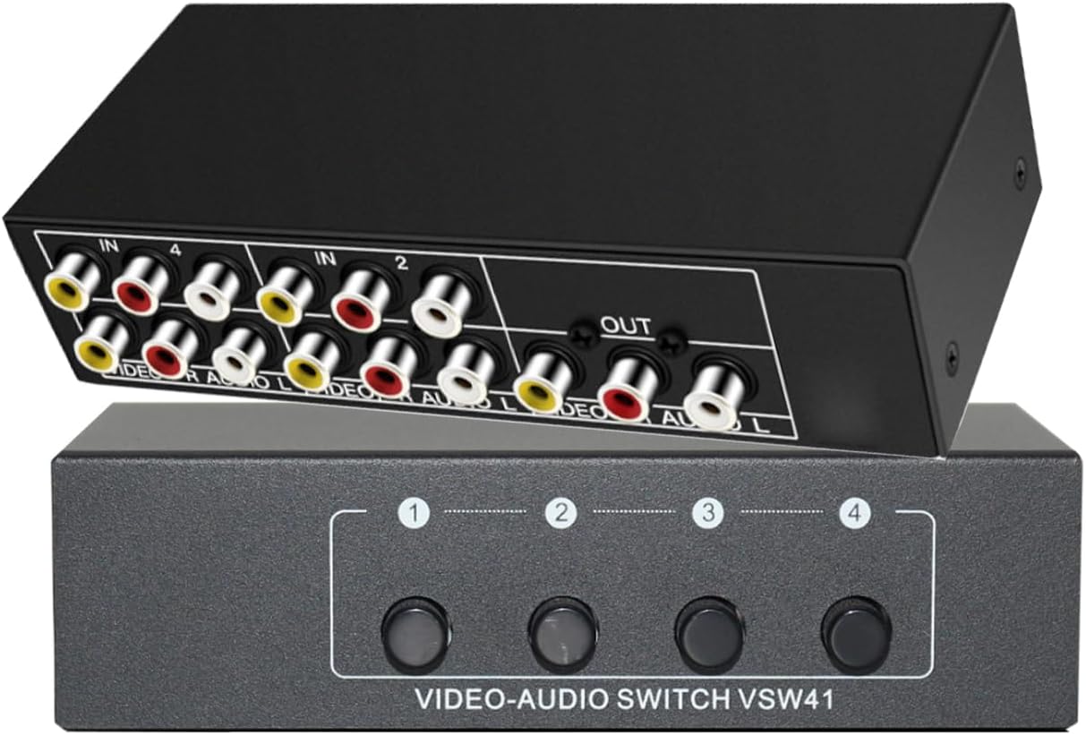 Amazon.com: RCA Switch 4 in 1 Out Composite Video L/R Audio Selector ...