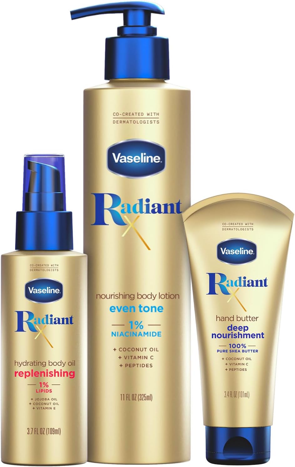 Amazon.com : Vaseline Radiant X Skin Care Set - Even Tone Nourishing ...