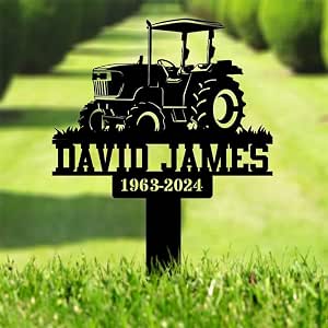Amazon.com : Personalized Memorial Stake, Tractor Grave Marker Plaque ...