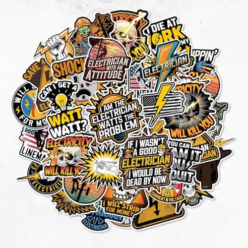 Amazon.com: Bulbacraft 100Pcs Funny Electrician Stickers for Hard Hats ...