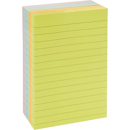Amazon Basics Lined Square Sticky Notes, 10.16 x 15 cm, Assorted ...