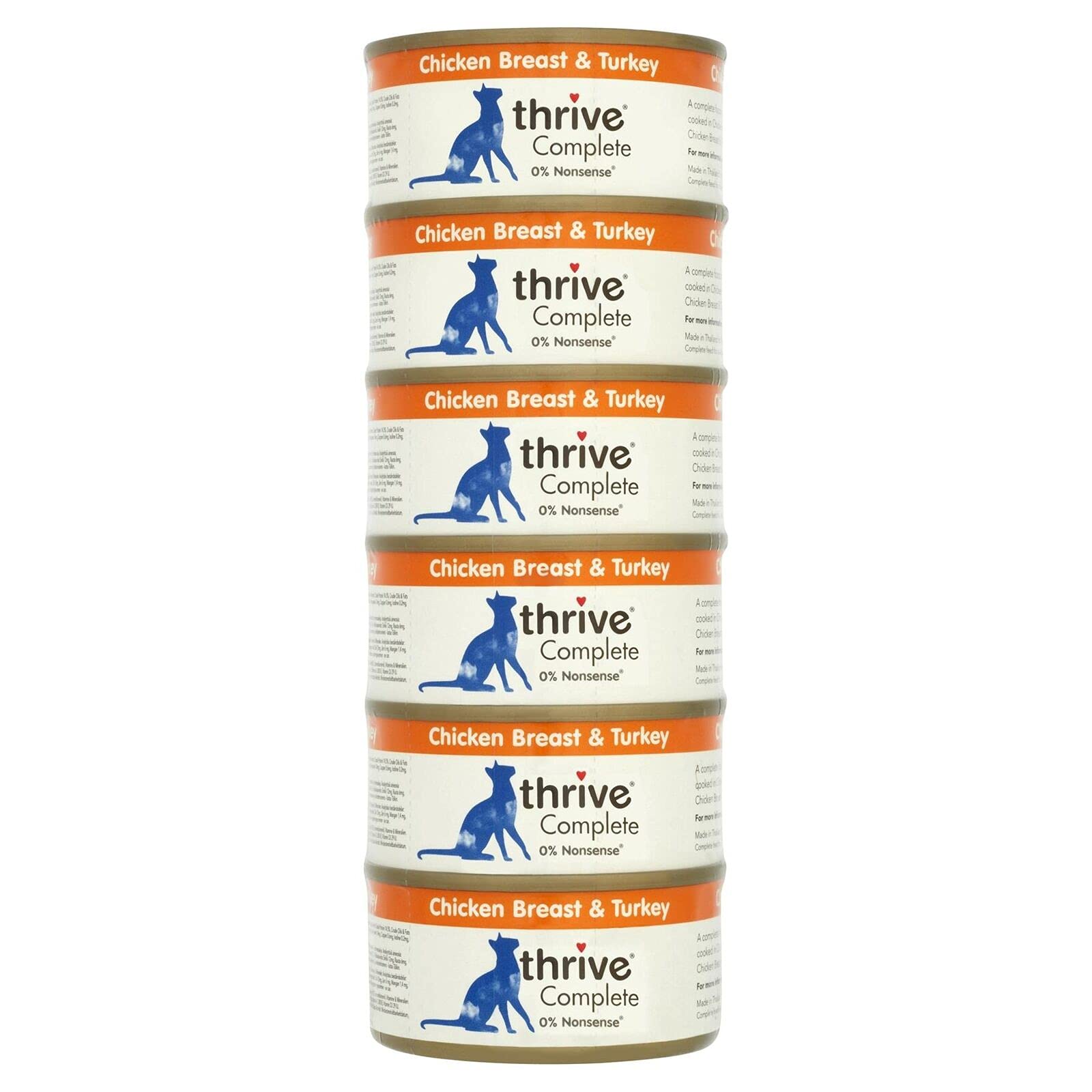 Thrive Cat Food Complete Chicken and Turkey, Pack of 6, 75 g : Amazon ...