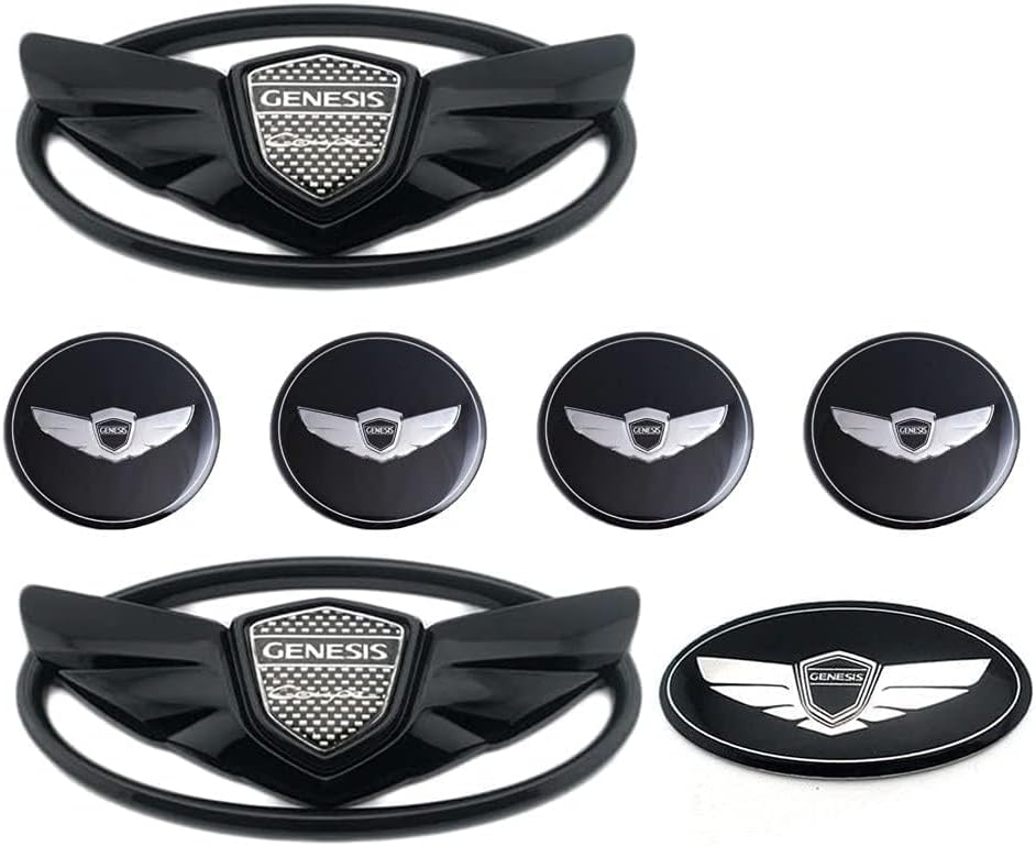 7pcs New 3D Matt Black Genesis Wing Badge Emblem Sticker For Hyundai ...