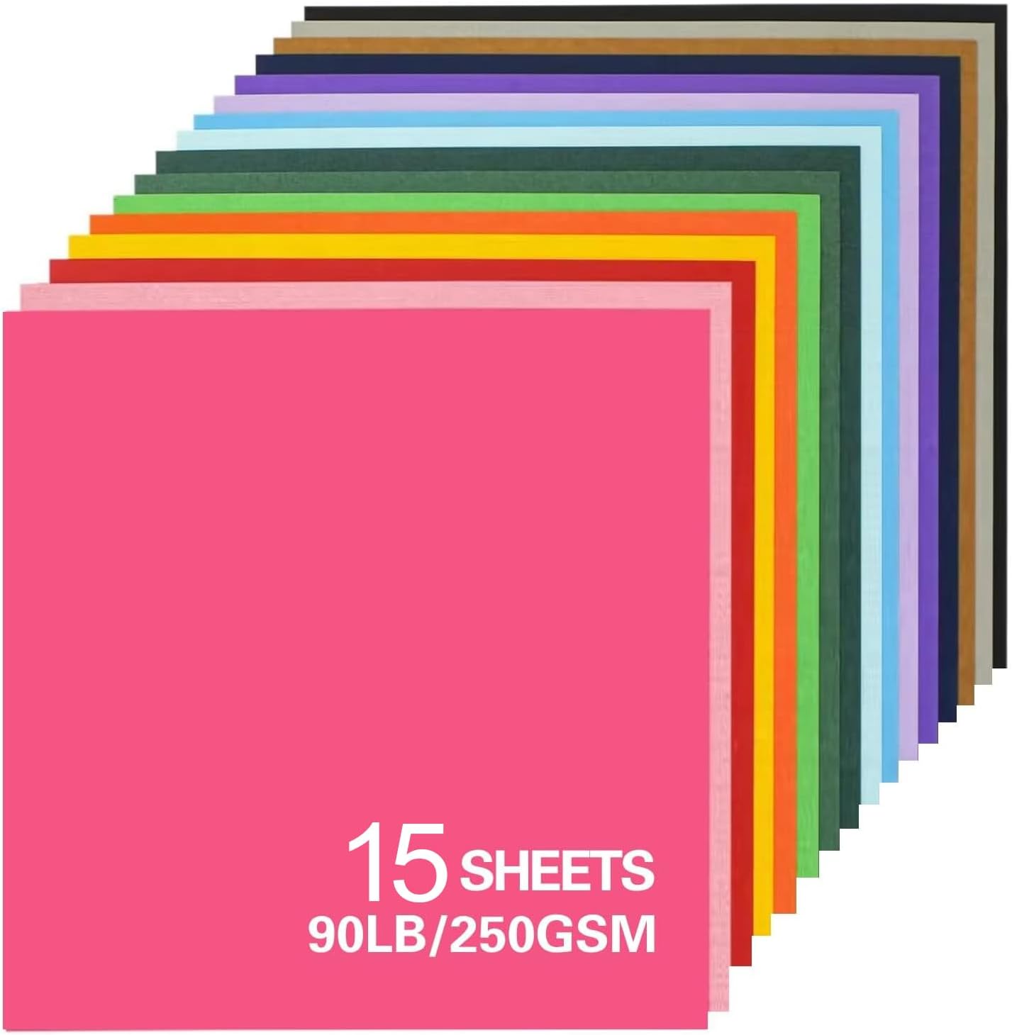 12x12 Cardstock 15sheets Colored Cardstock Assorted 24 Colors, 90 lb ...