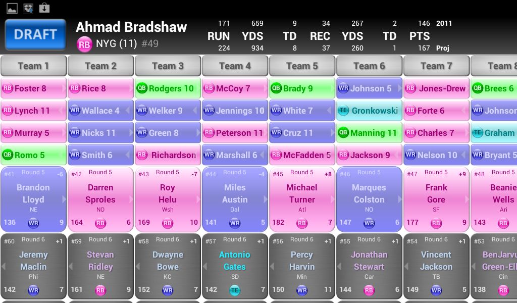 Fantasy Football Draft Grid - App on Amazon Appstore