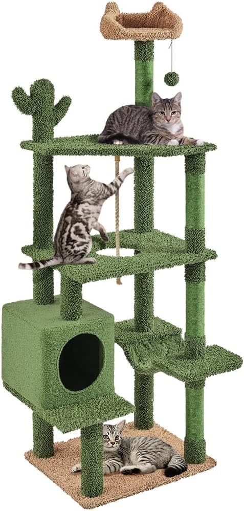 Yaheetech Cactus Cat Tree, Cat Tower for Indoor Cats, 135cm Cat ...