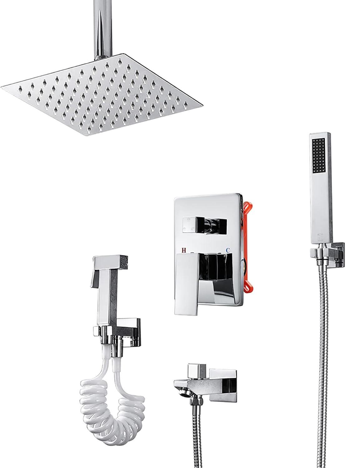 8 Inch Shower System Chrome Shower Faucet Set With Tub Spout, Ceiling ...