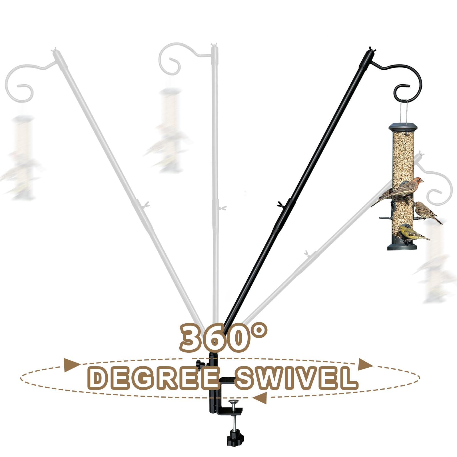 Snapklik.com : Bird Feeder Hook For Deck Railing, 31inch Heavy Duty ...