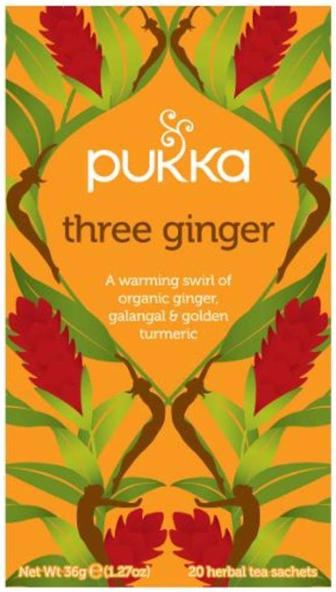 Pukka Organic Three Ginger 20 Herbal Tea Sachet, 36g,20 Count (Pack of ...