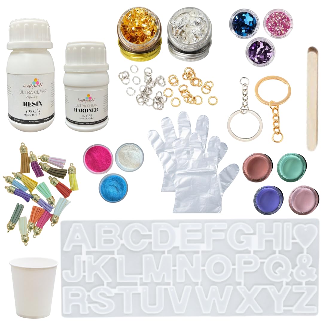 ICRAFTYWORLD DIY Resin Art Kit Jewellery Making Kit Keychain Making Kit ...