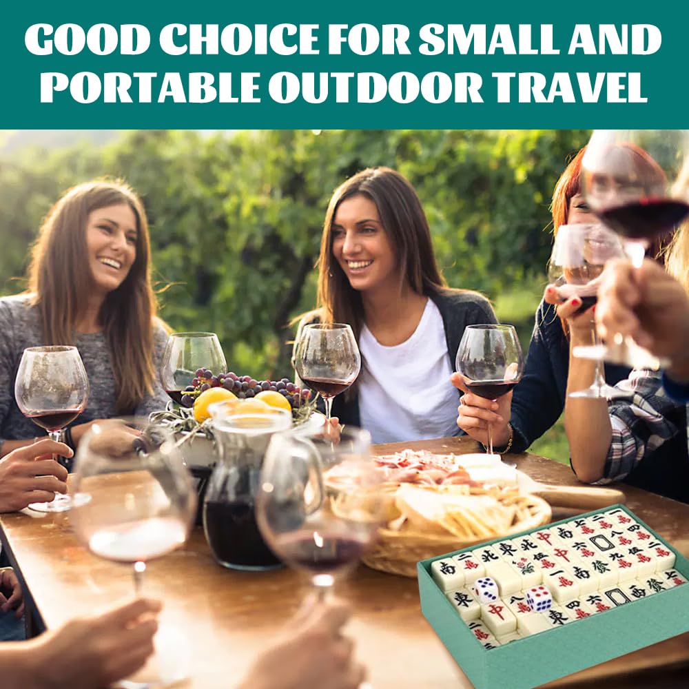 Mineup Mini Mahjong Set, Mahjong Set Portable with 2 Dice, 144 Tiles ...