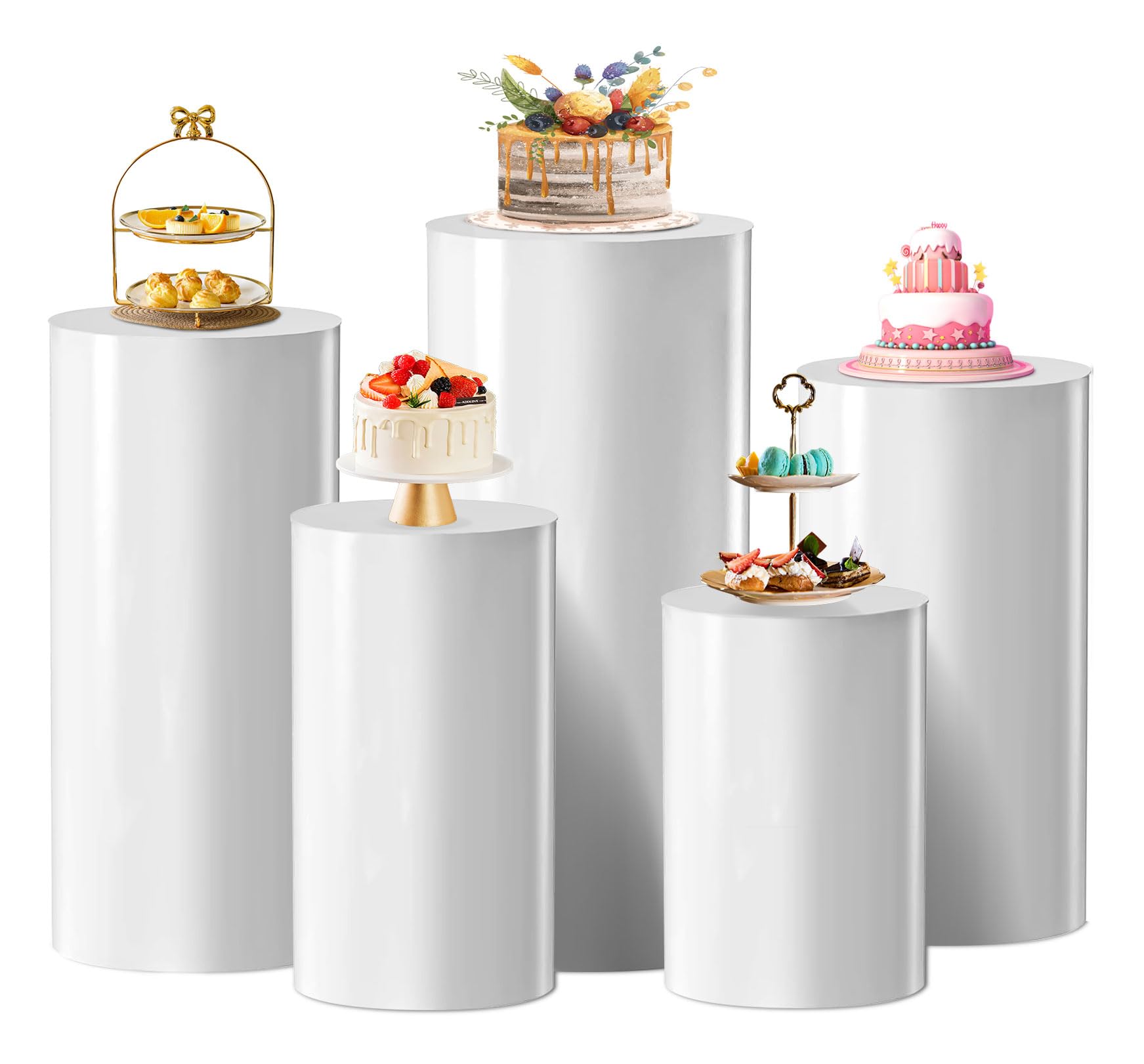 Amazon.com: BXAEYIPOR Cylinder Stands for Party Set of 5, White Round ...