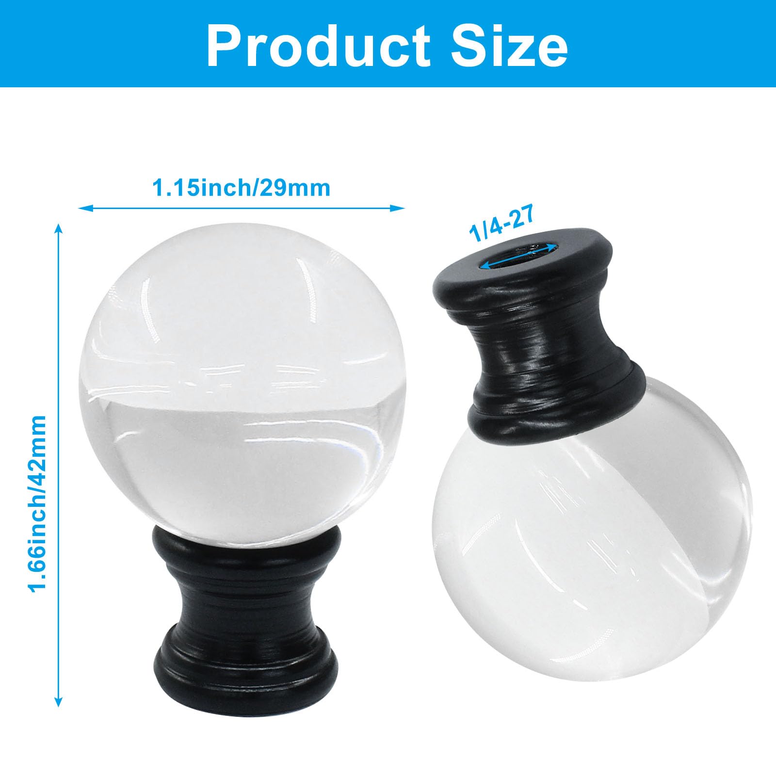 Decorative Lamp Finials Silver Seimneire Glass Lamp Finials - 2-Pack ...