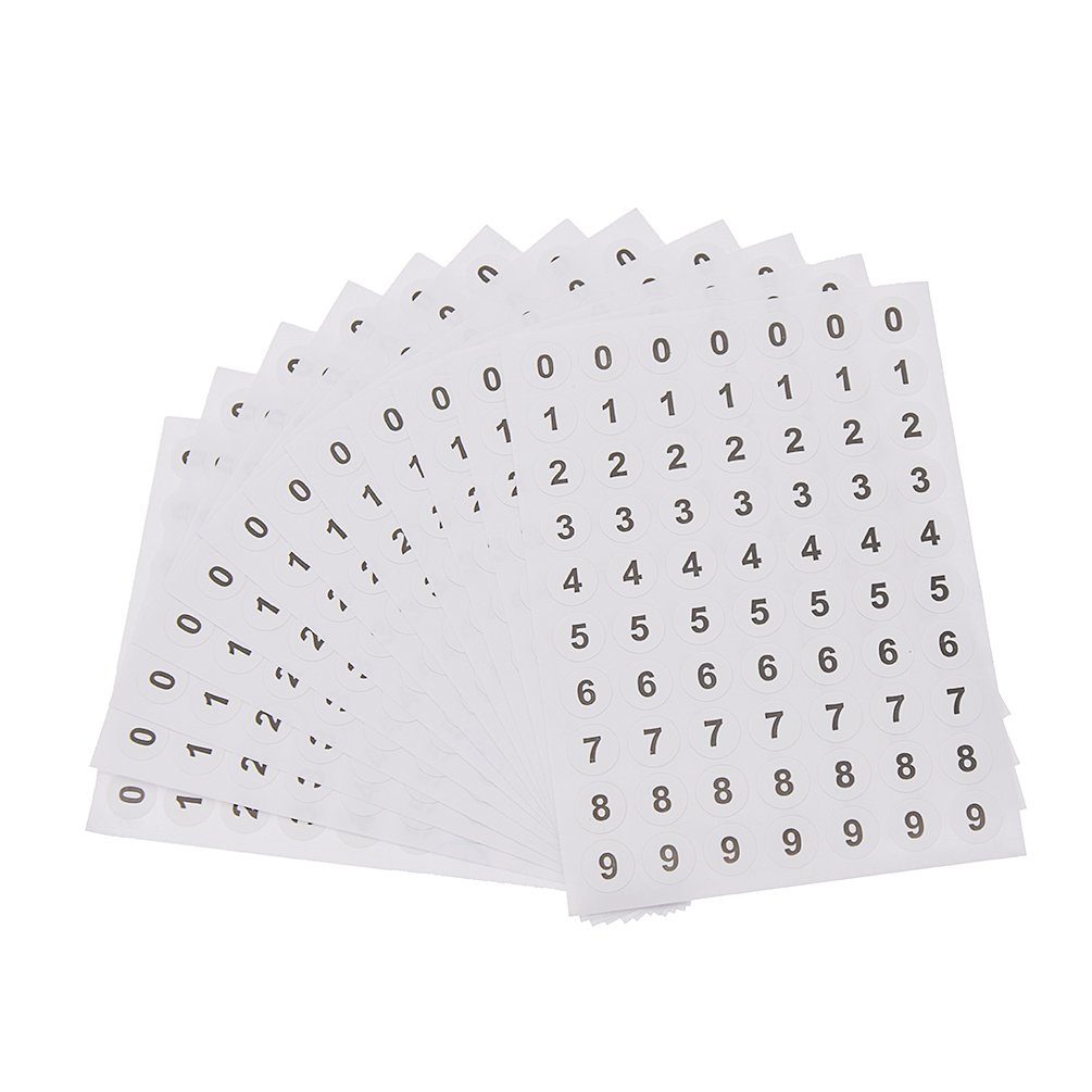 Towashine 12 Sheets 10mm Round Number Label Stickers 0-9 Number Self ...