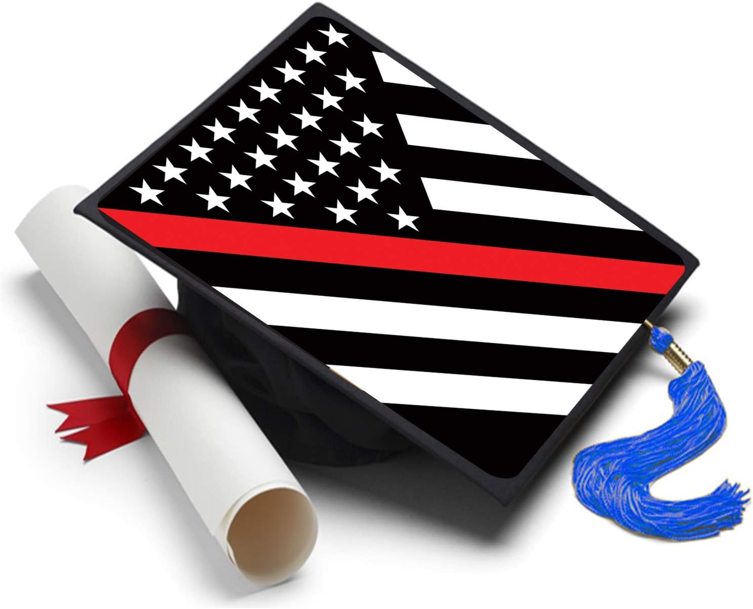 Amazon.com: Thin Red Line Flag Grad Cap Topper, Grad Cap Decorations or ...