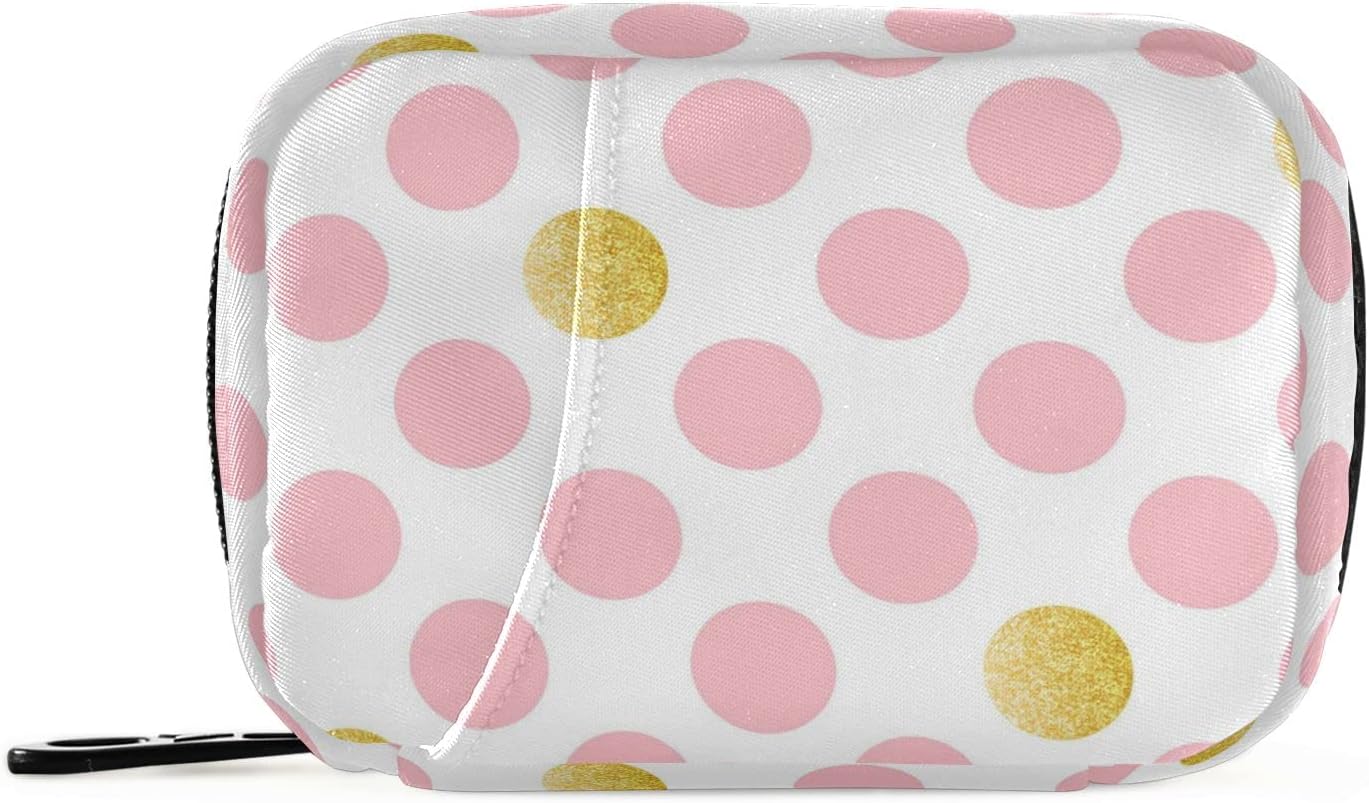 Amazon.com: Naanle Pink Golden Polka Dots Pill Box 7 Day Pill Case Bag ...