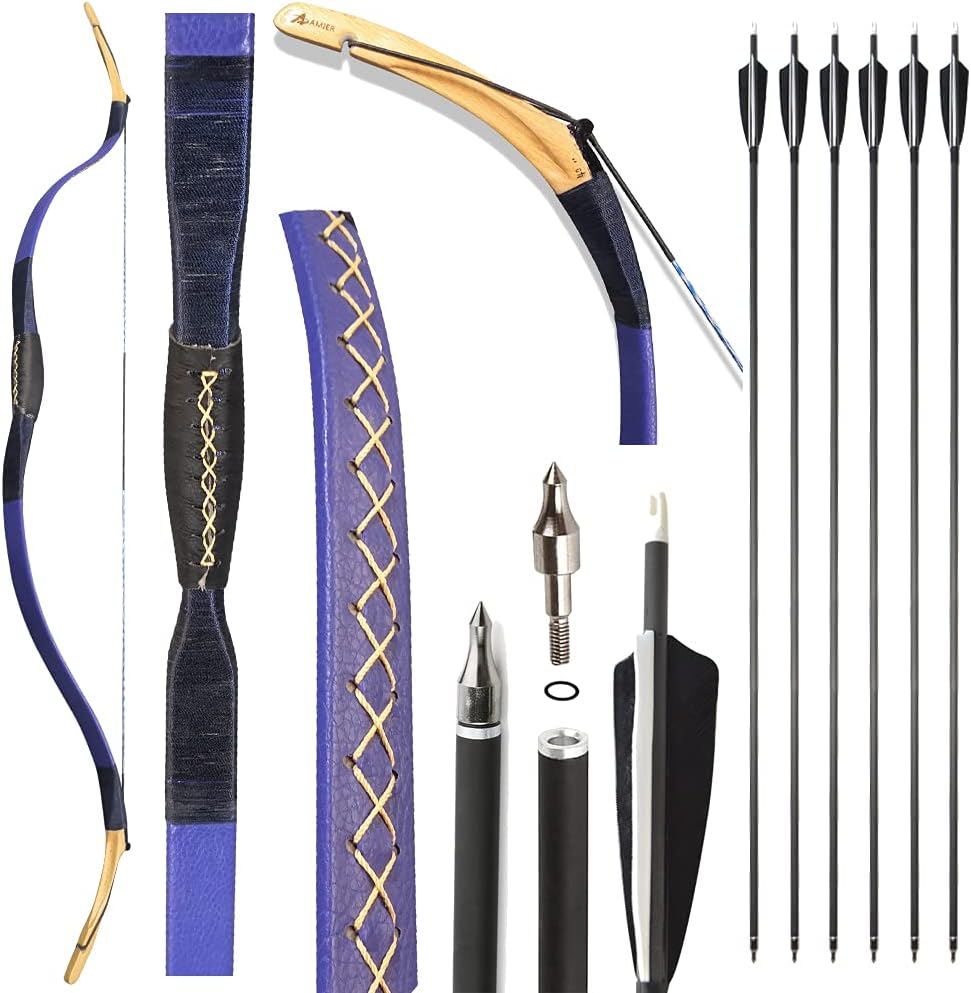 SHARROW Traditioneller Bogen Set 20-45lbs Recurve Bogen Set Reiterbogen ...