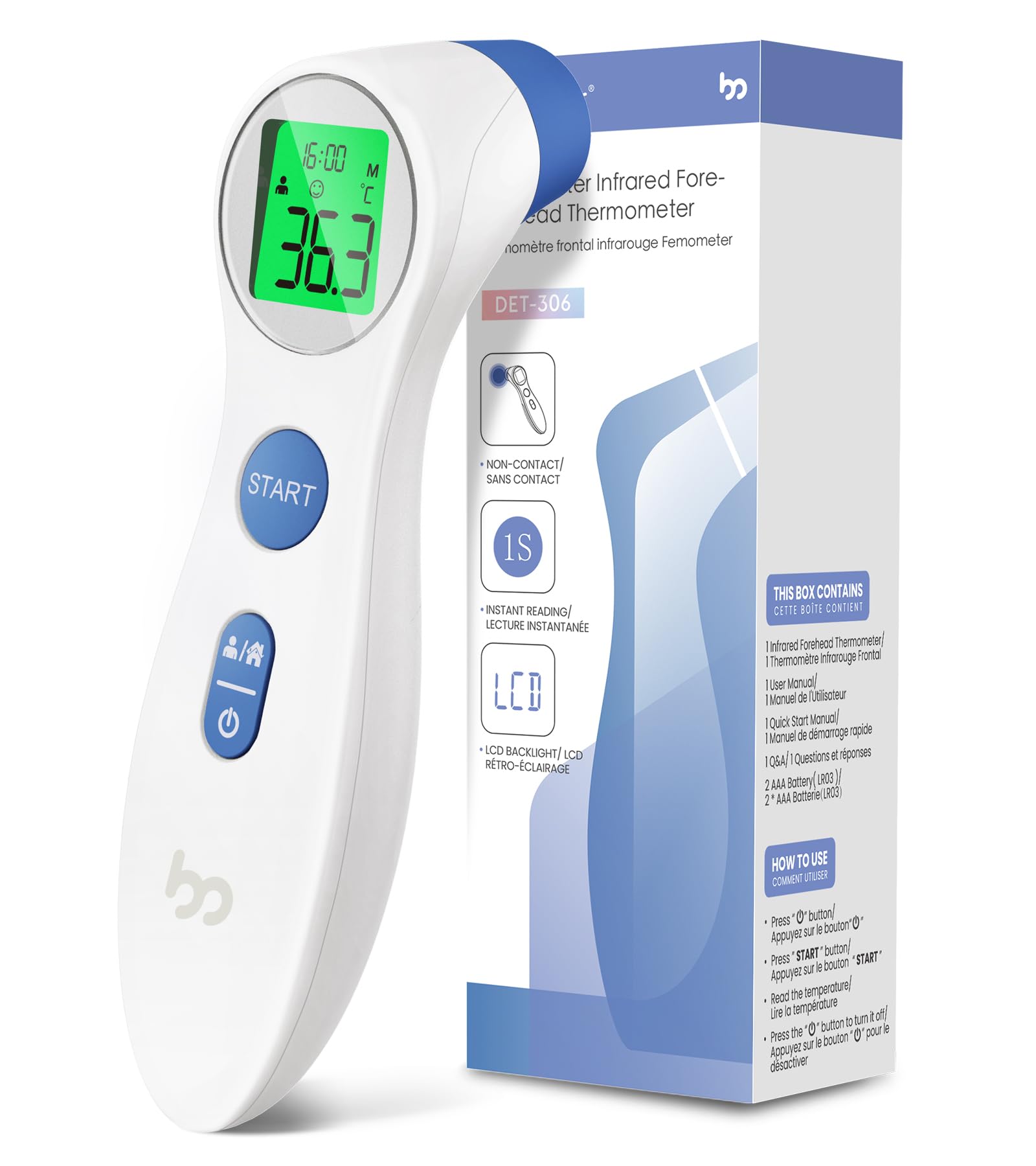 Femometer Forehead Thermometer for Adults and Kids, No-Touch Digital ...