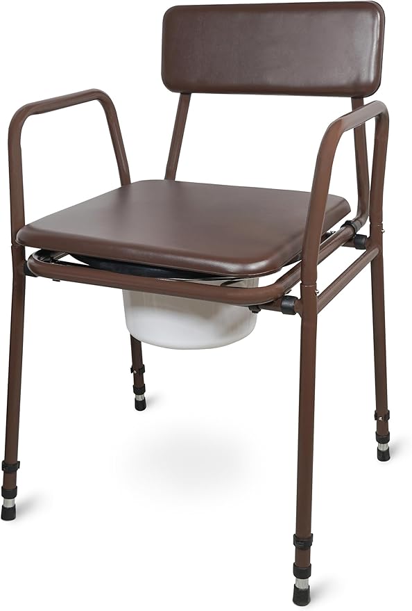 Aidapt Bedside Commode.Height Adjustable,5 Litre Pail,Padded Back and Overseat,Sturdy,Durable ...