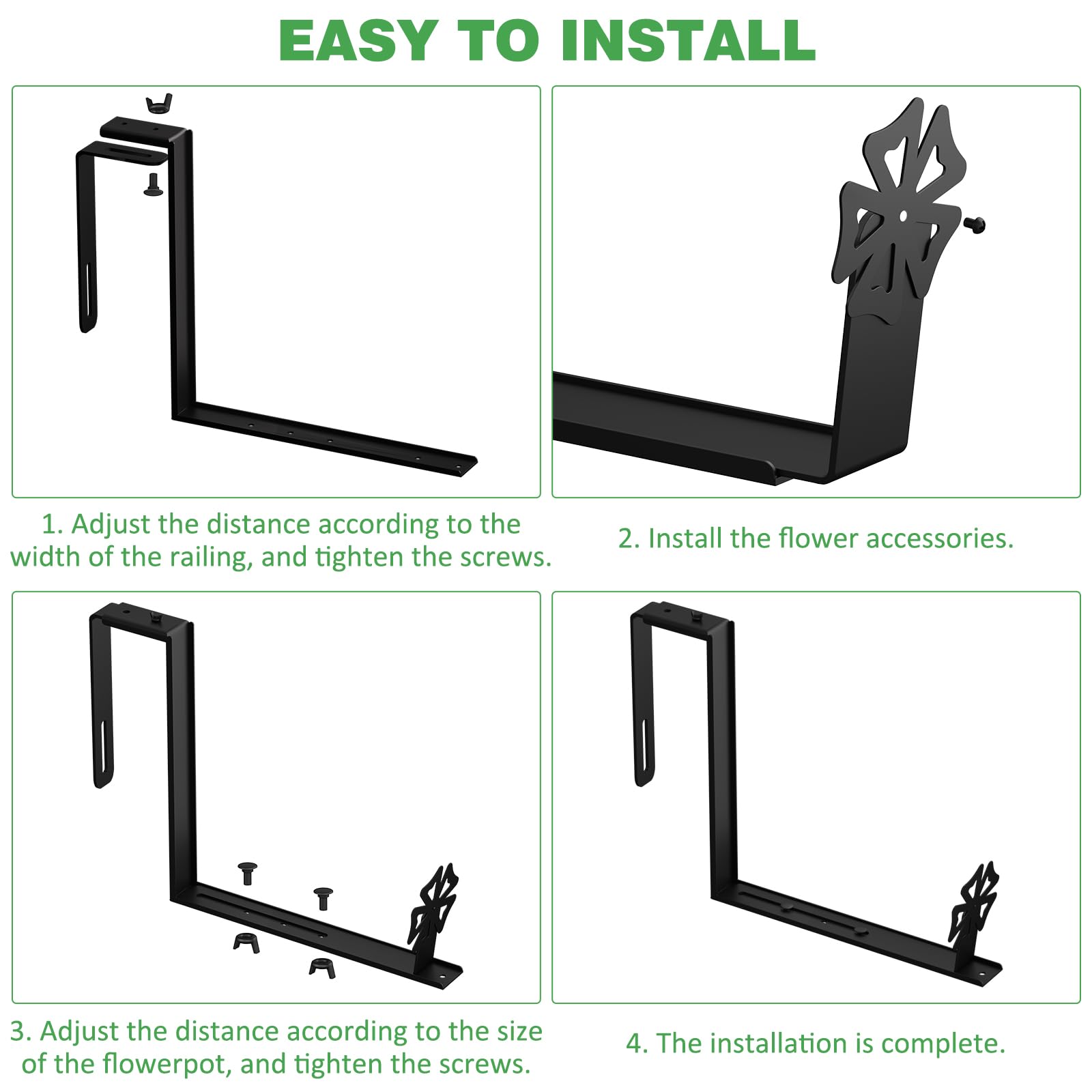 Snapklik.com : Raweao Adjustable Window Box Brackets - 4 Pack Planter ...