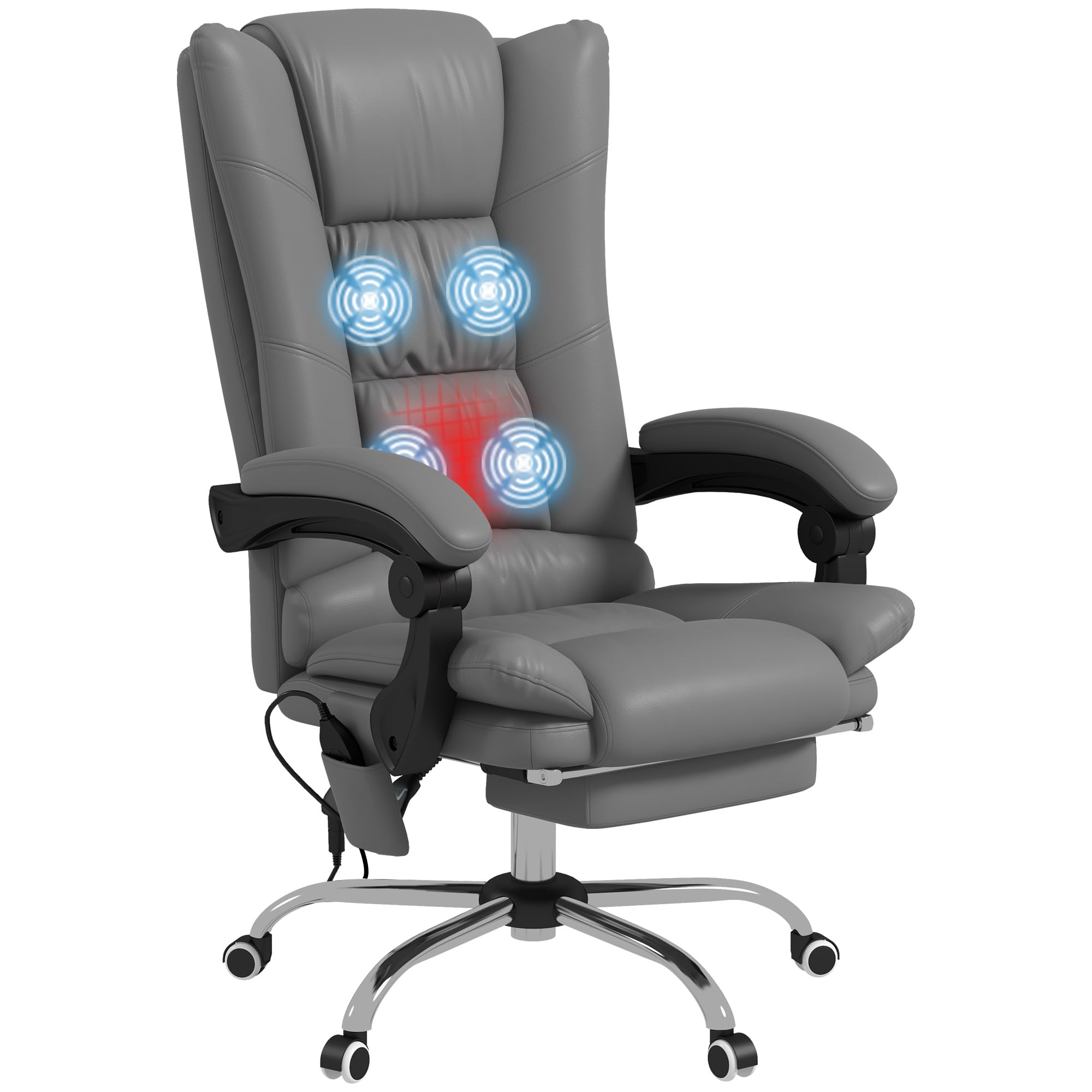 Amazon.com: Vinsetto PU Leather Executive Massage Office Chair with 4 ...