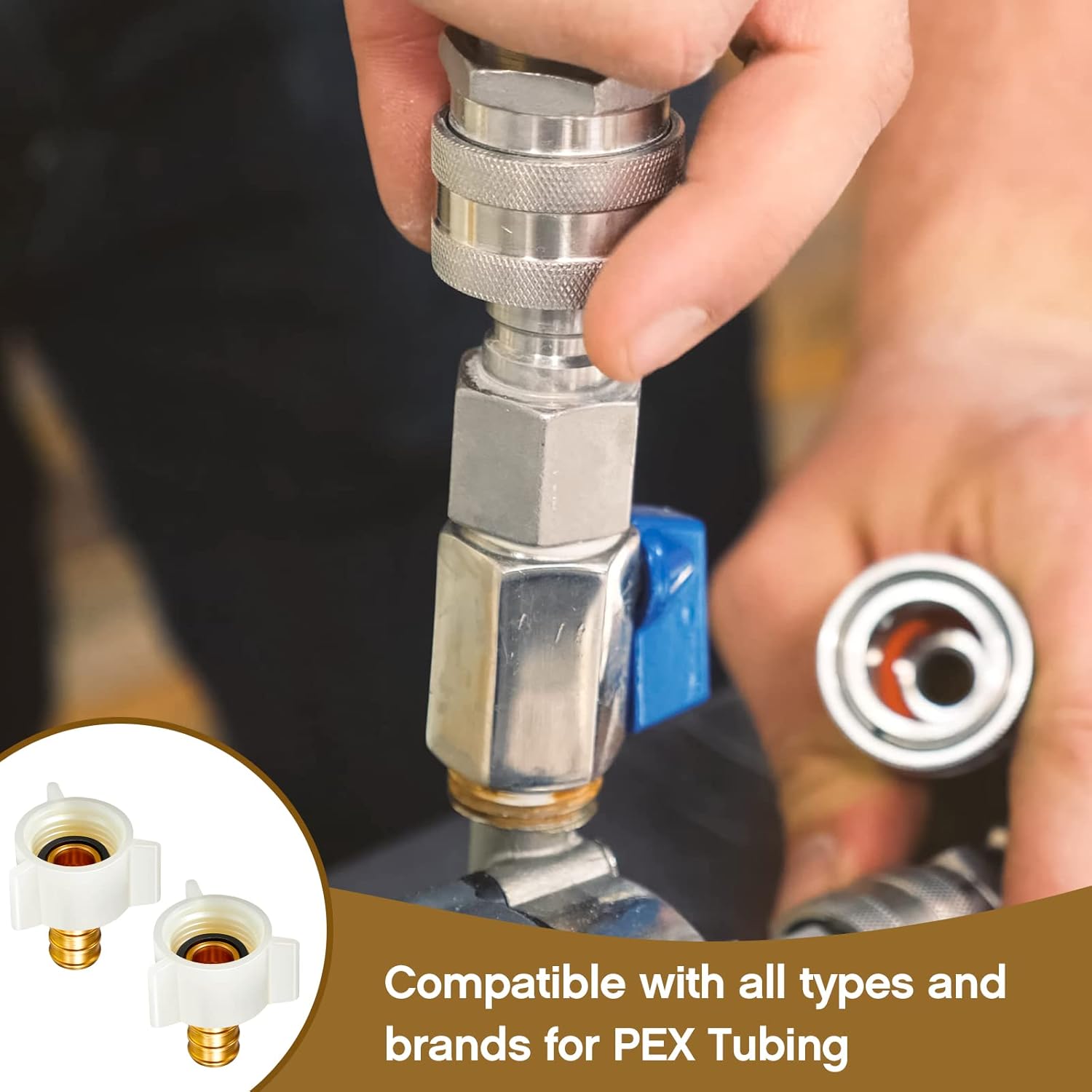 Buy PEX Fittings 1/2 inch X 1/2 PEX Female NPT Threaded Swivel Adapter ...