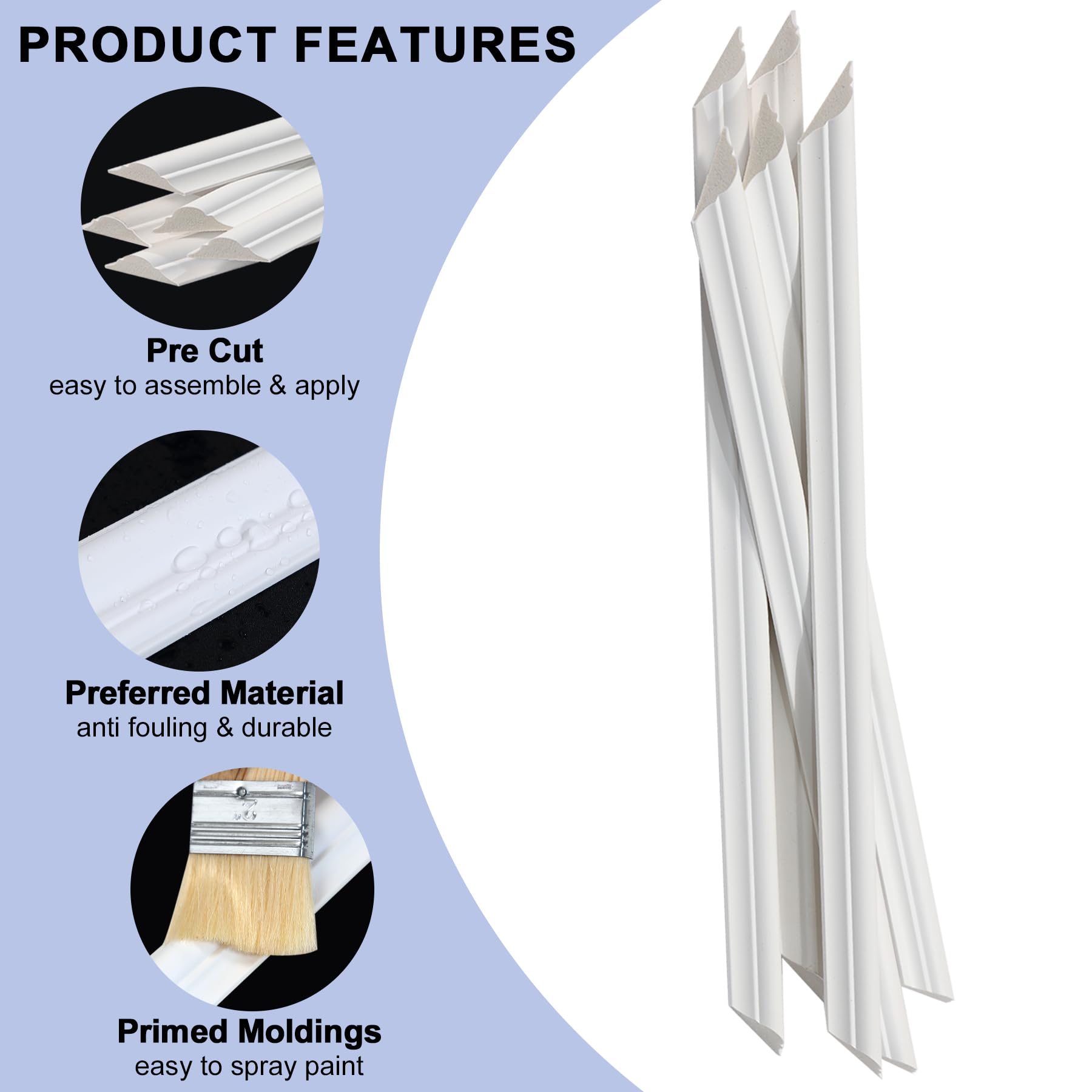 Snapklik.com : Coengwui 6-Frame Pre-Cut Wall Molding Kit, Premade ...