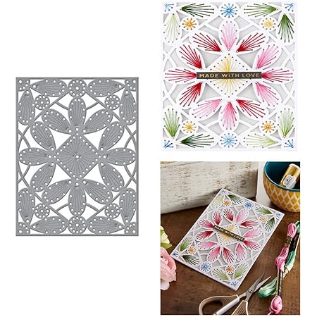 Amazon.com : Stitched Diamond Frame Metal Die Cuts, Christmas Stitched ...