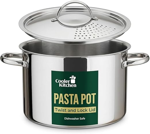 Amazon.com: Stainless Steel Pasta Pot with Strainer Lid — 5.5 Qt Large ...
