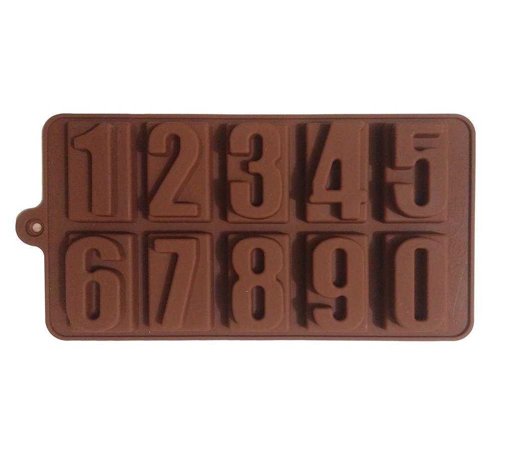 Cake Decor 10-Cavity Numbers Shape Silicone Brown Chocolate Moulds ...