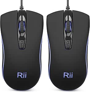 Amazon.com: Rii Wired Mouse, Computer Mouse with Blue Backlit ...
