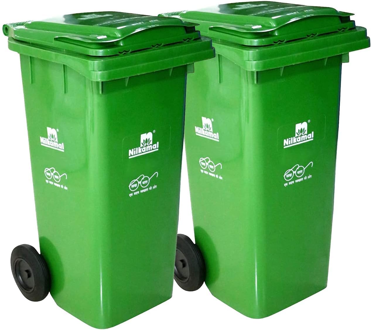 Nilkamal Plastic Wheel Garbage Dustbin 120 L (Green and Green) : Amazon ...