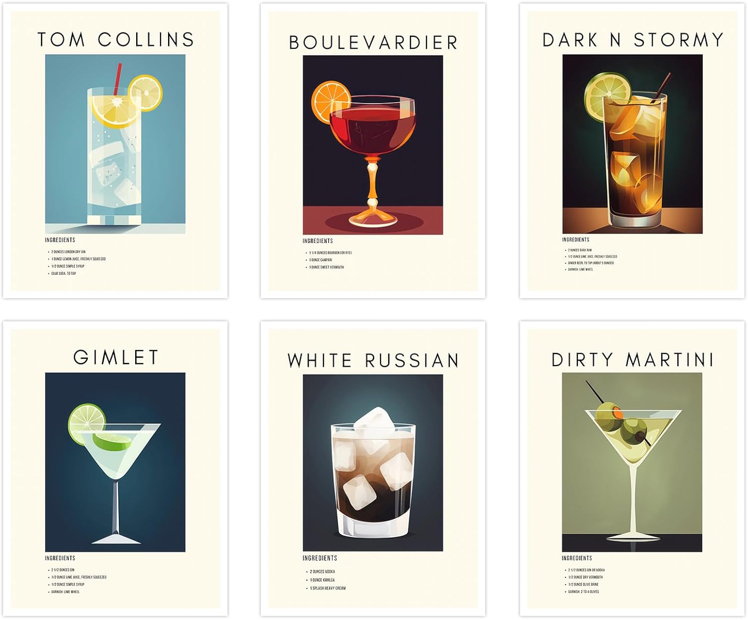 Amazon.com: CEHNSENHUI Vintage Classic Cocktail Posters Cute Funny ...