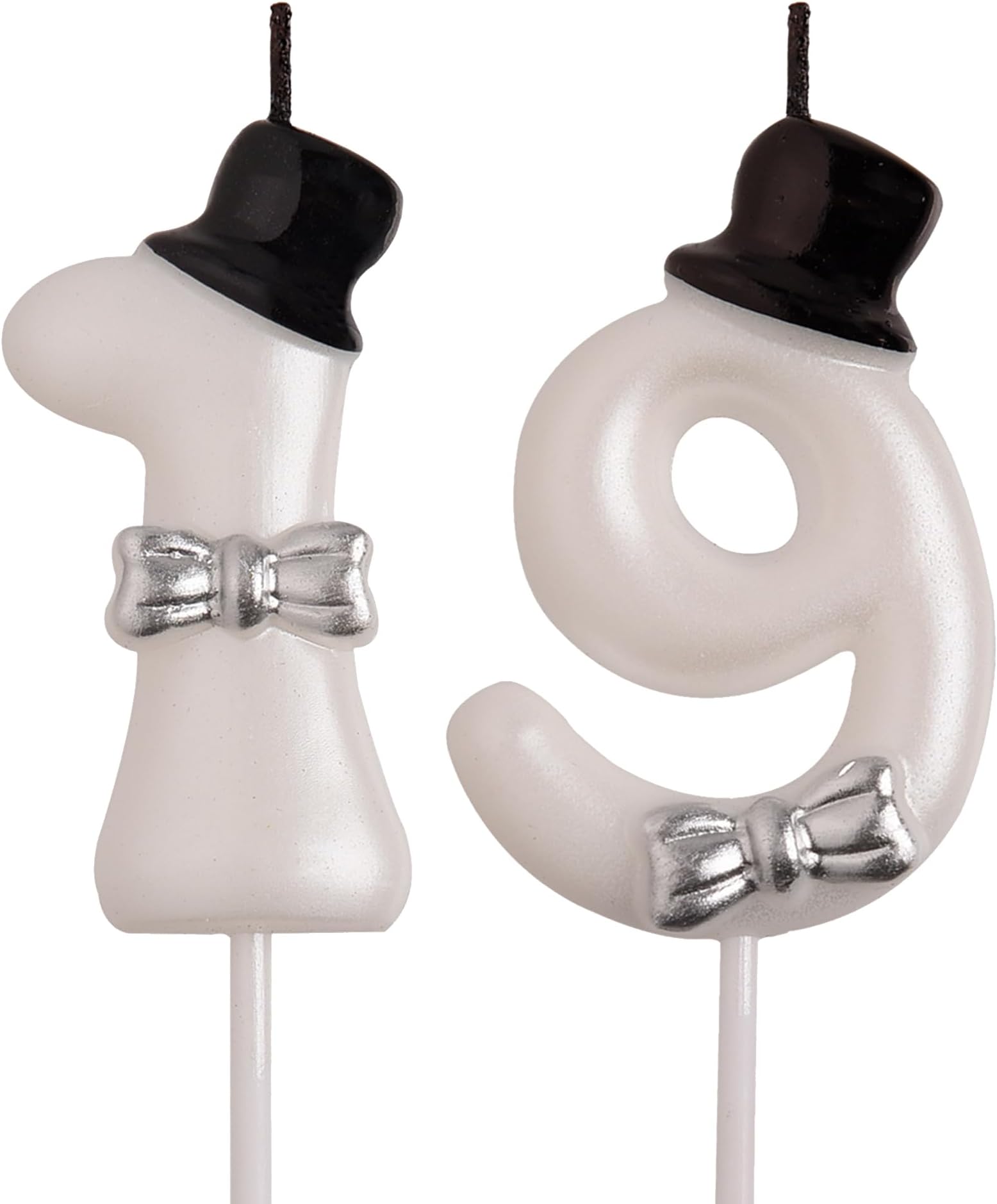 Amazon.com: AOOLADA 19th Birthday Candles, White 3D Number 19 Happy ...