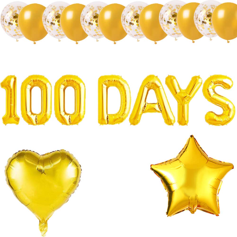 Buy Gold 100 Days Balloons, Happy 100 Days Banner, Korean 100 Days/Baby ...