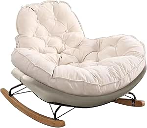 IJHGH Upholstered Rocking Chair Deerskin Velvet Glider Rocker High Back ...