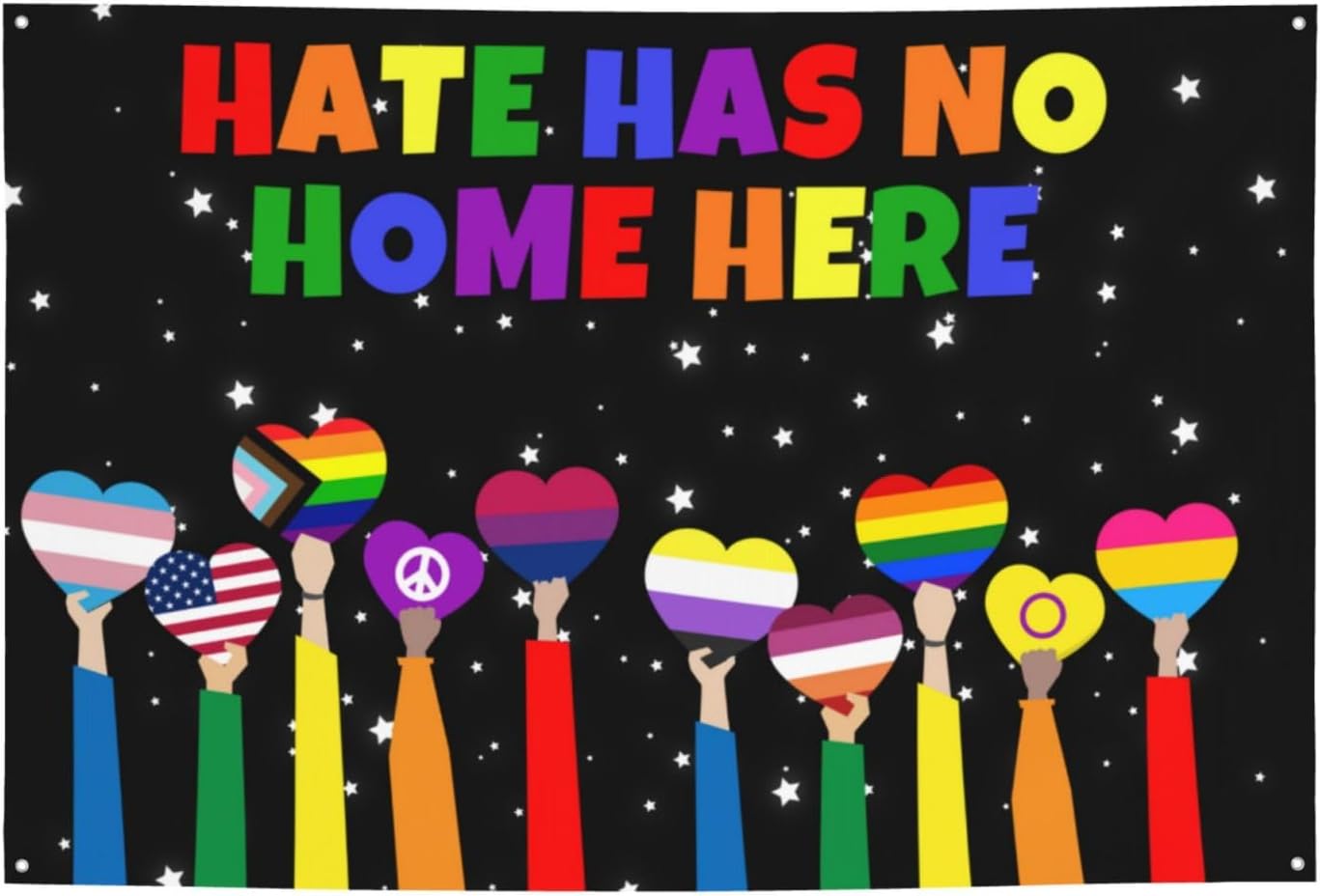 Amazon.com: Hate Has No Home Here Pride Ally Banner Large Background ...
