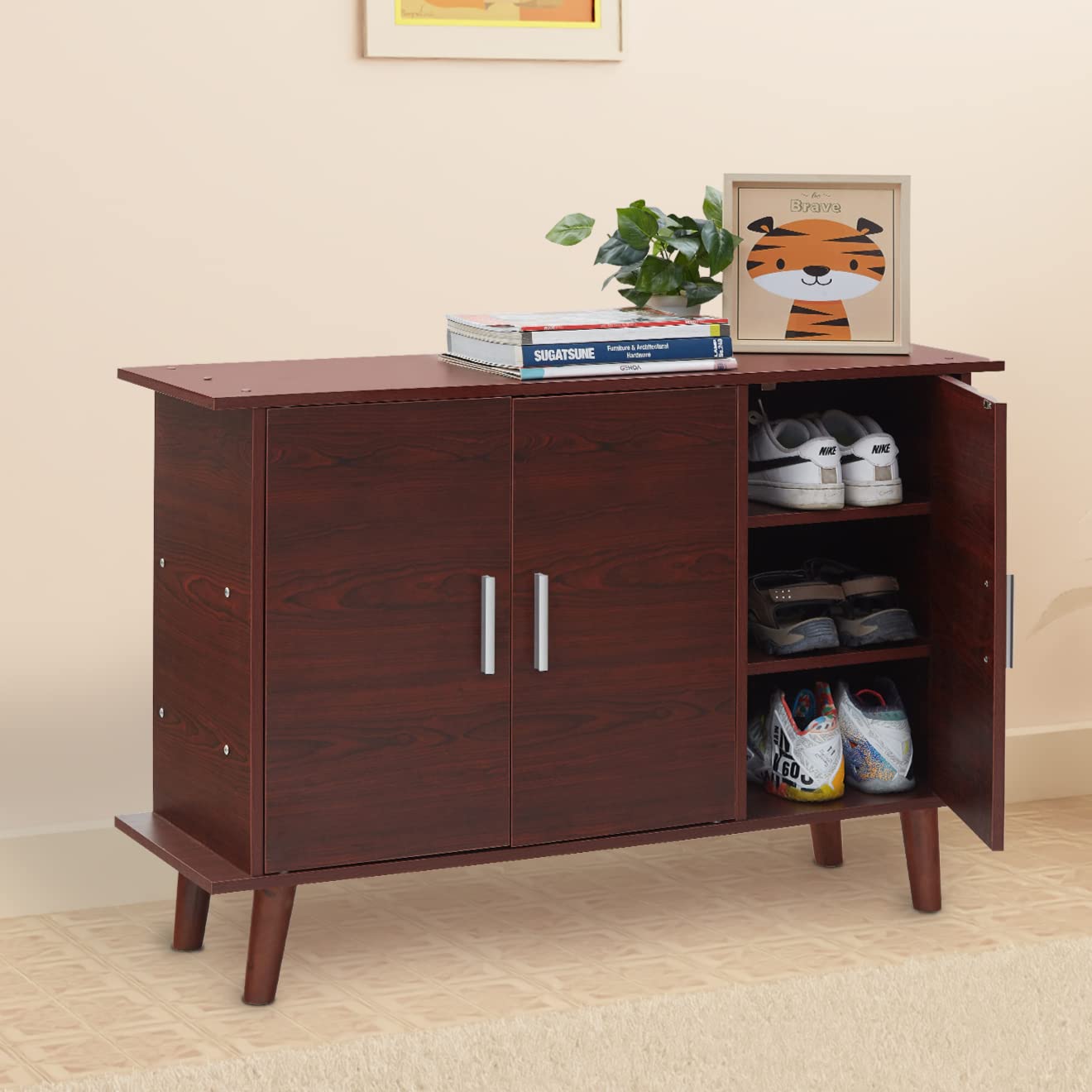 Green Soul Marina Pro | Engineered Wood Shoe Rack for Home with Wooden ...