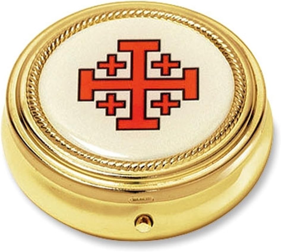 Amazon.com: Autom Red Epoxy with Gold Tone Finish Jerusalem Cross PYX ...