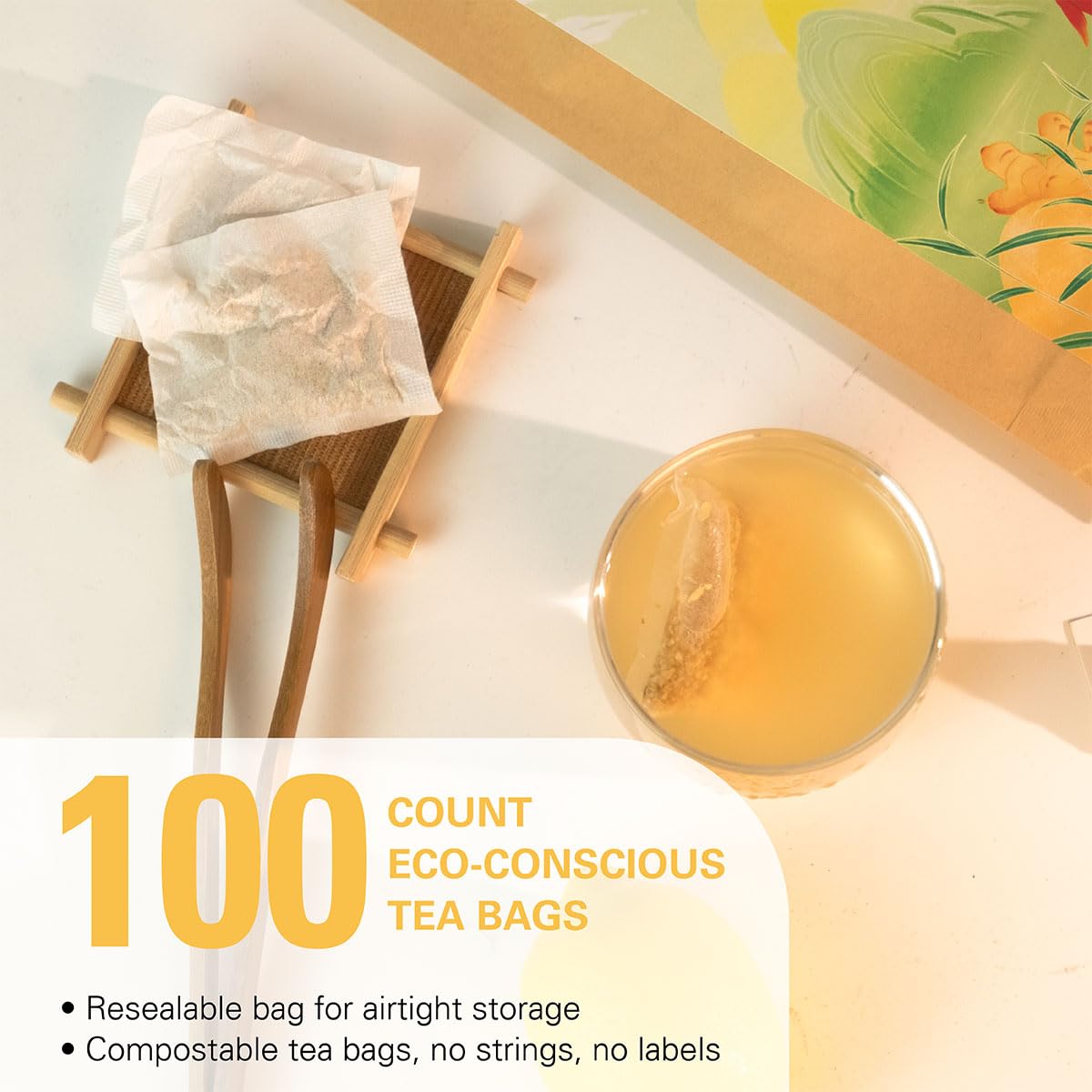 Snapklik.com : Organic Ginger Tea Bags, 100% Pure Ginger Root Tea 100 ...