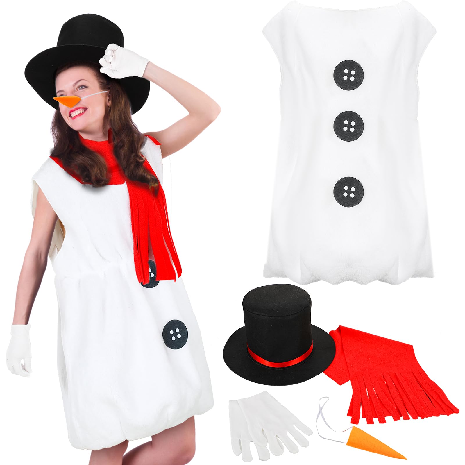 Amazon.com: Liitrsh 5 Pcs Adult Snowman Costume Kit Winter Frosty ...