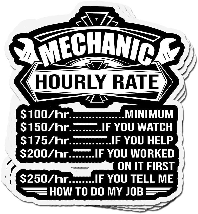 Amazon.com: 3 PCs Stickers Mechanic Mug Mechanic Hourly Rate 4 × 3 Inch ...