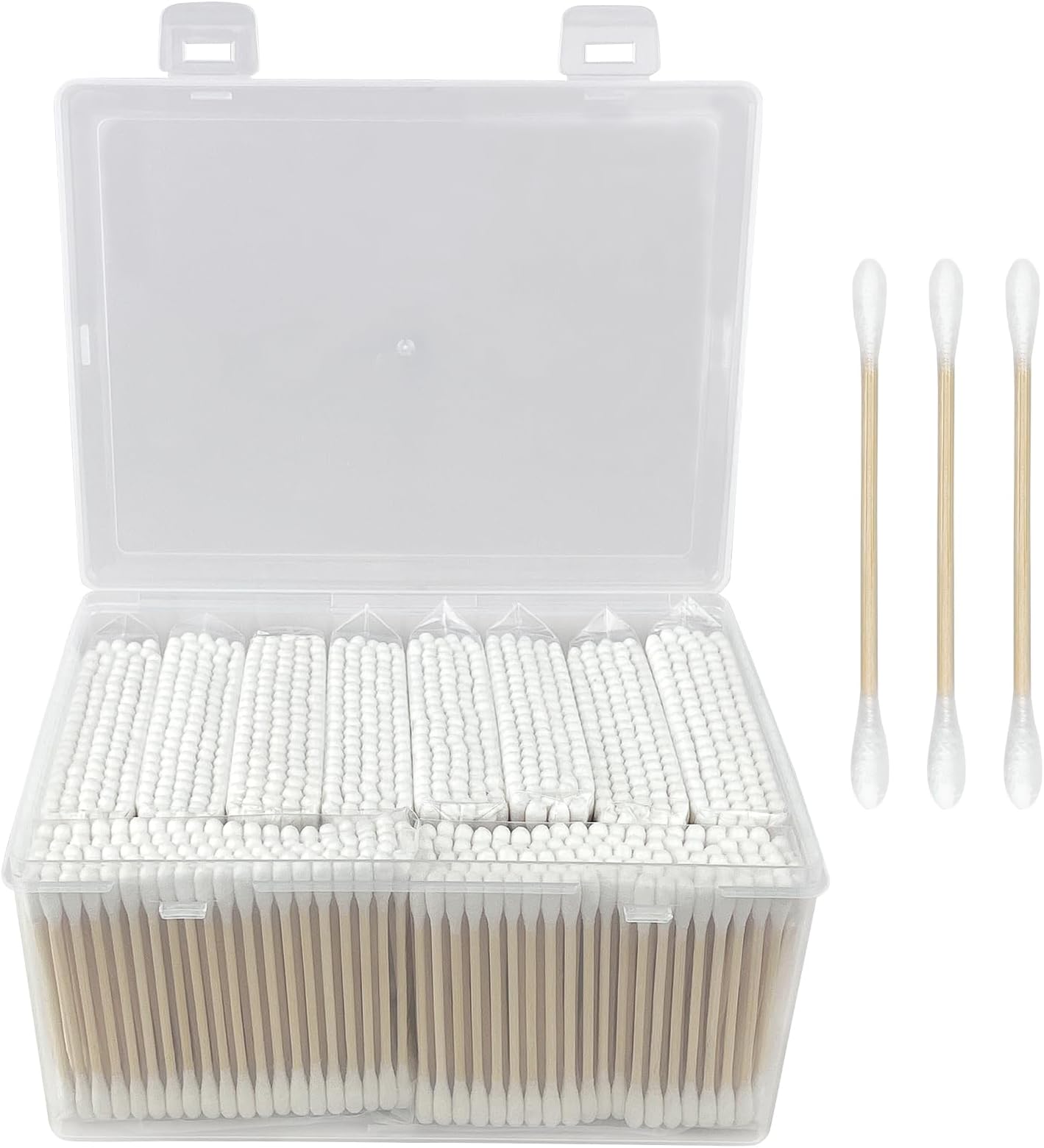 Amazon.com : Heigble 5000 Count Bamboo Cotton Swabs Double Round Cotton ...