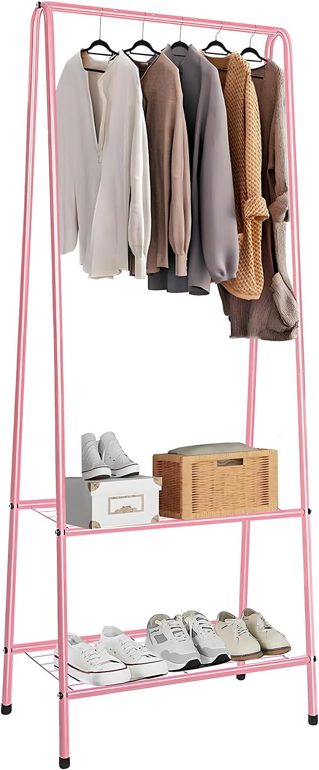 Home Vida Single Garment Rack Adjustable Clothes Rail, Metal, Pink ...