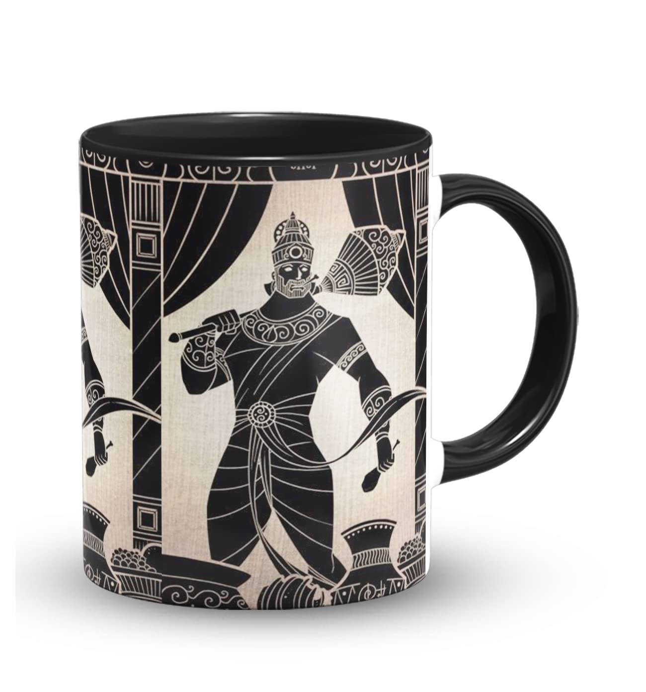 Buy The Desi Monk Bhima Printed Black Mug with Print | Mahabharat ...
