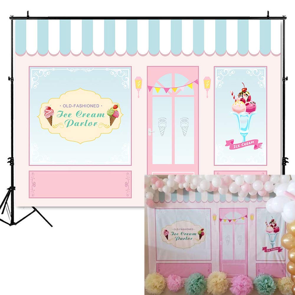 Buy Mehofoto Ice Cream Parlor Shop Backdrop Pink Blue Kid Child ...